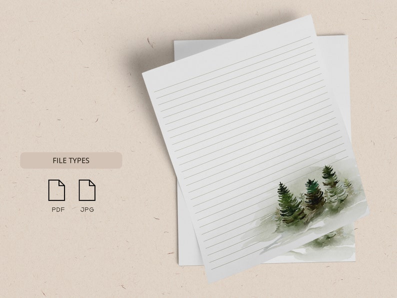 Forest Trees Printable Stationery & Envelopes A4 US - Etsy