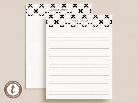 Editable Printable Personalized Stationery Template Custom - Etsy