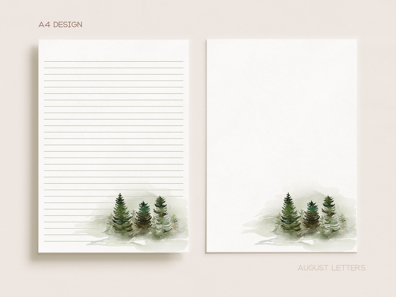 Forest Trees Printable Stationery & Envelopes A4 US - Etsy