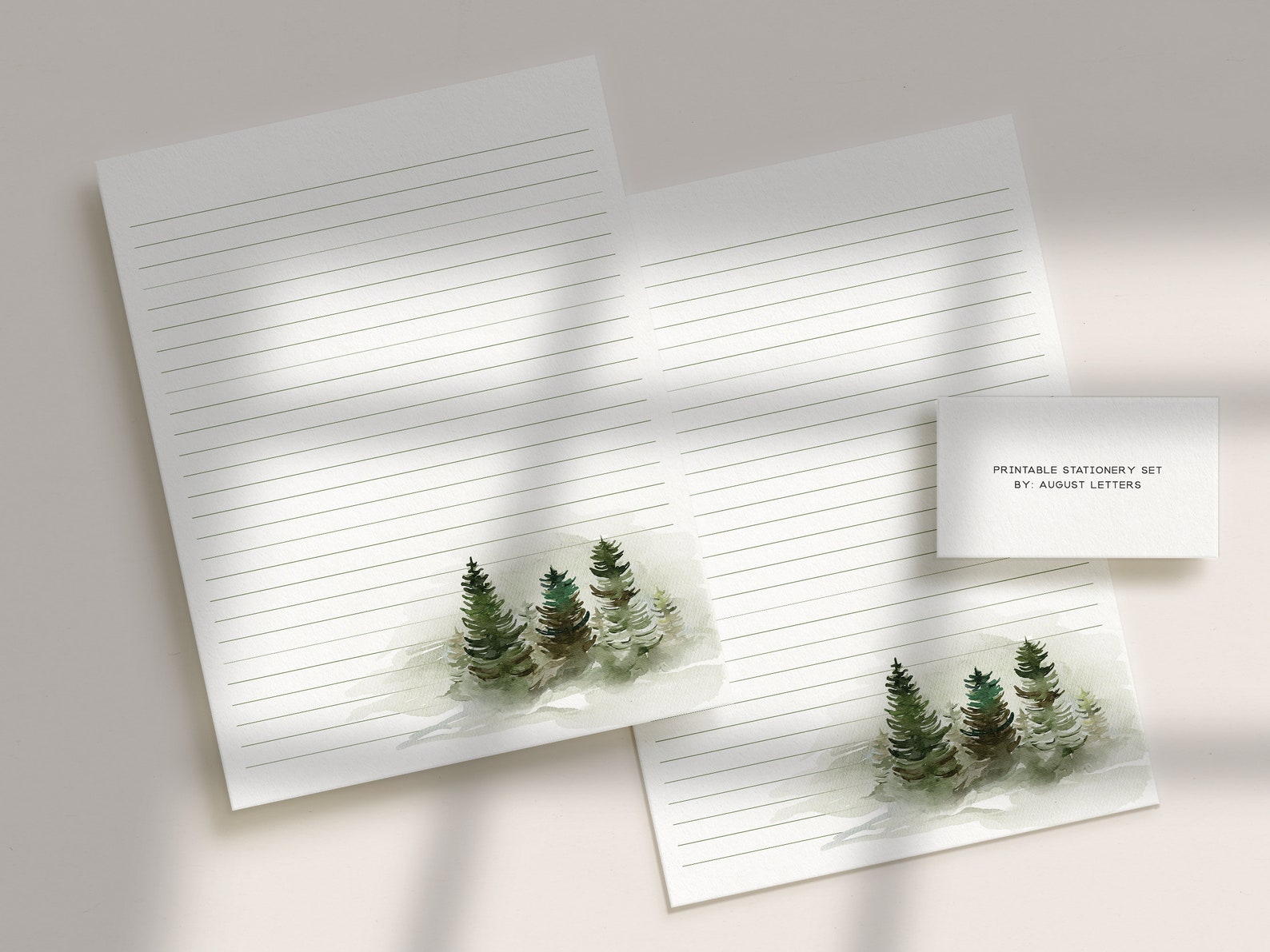 Forest Trees Printable Stationery & Envelopes A4 US - Etsy