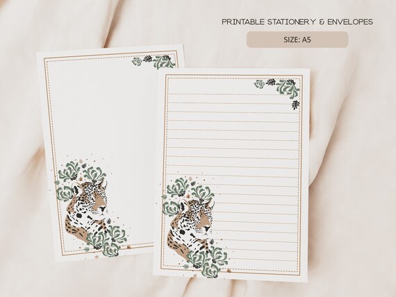 Jungle Leopard Printable Stationery & Envelopes A5 - Etsy