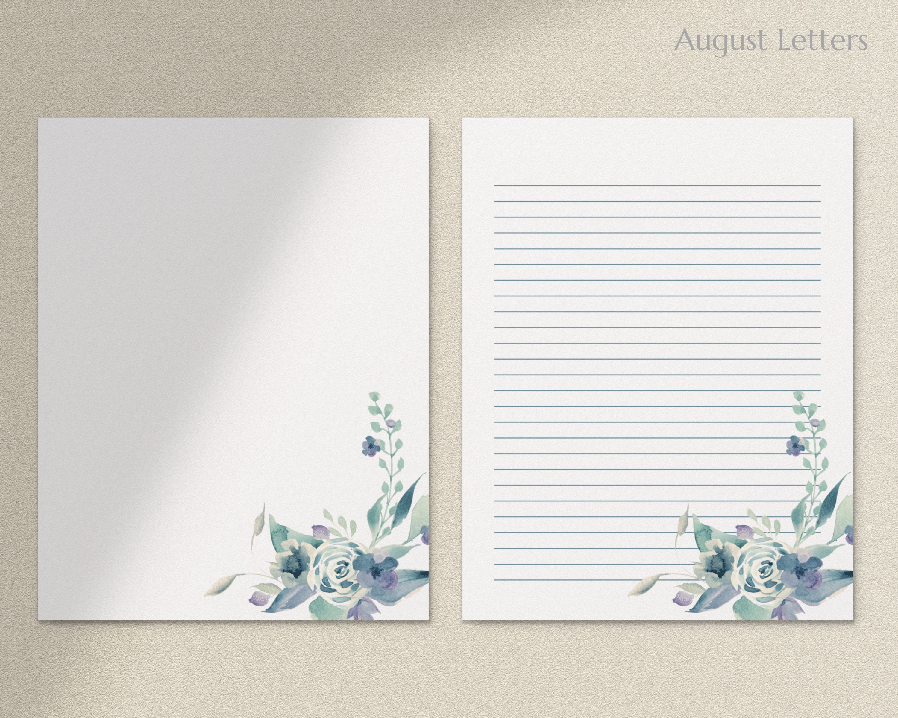 Roses Printable Letter Writing Paper Instant Download PDF Lined Unlined ...