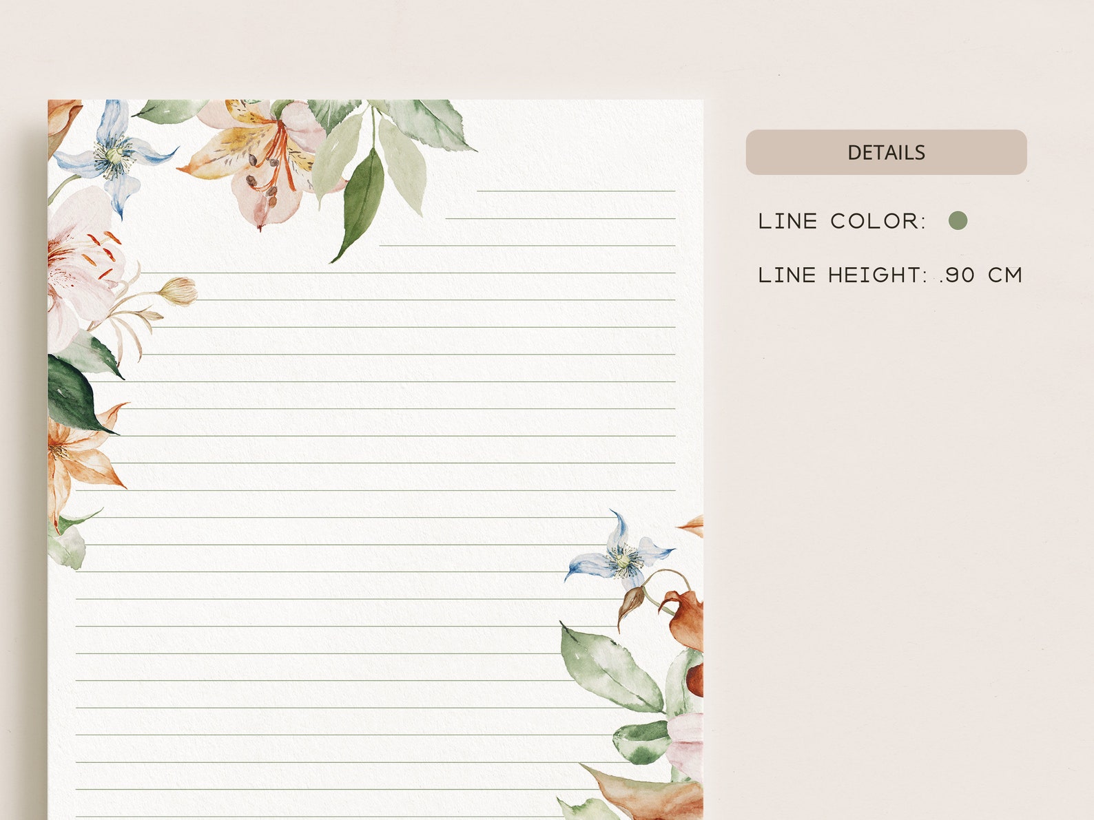 Printable Stationery Set With Envelopes Lined Unlined - Etsy