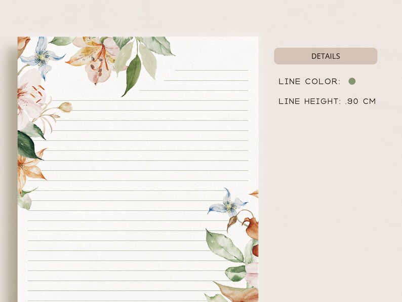 Printable Stationery Set With Envelopes Lined Unlined - Etsy