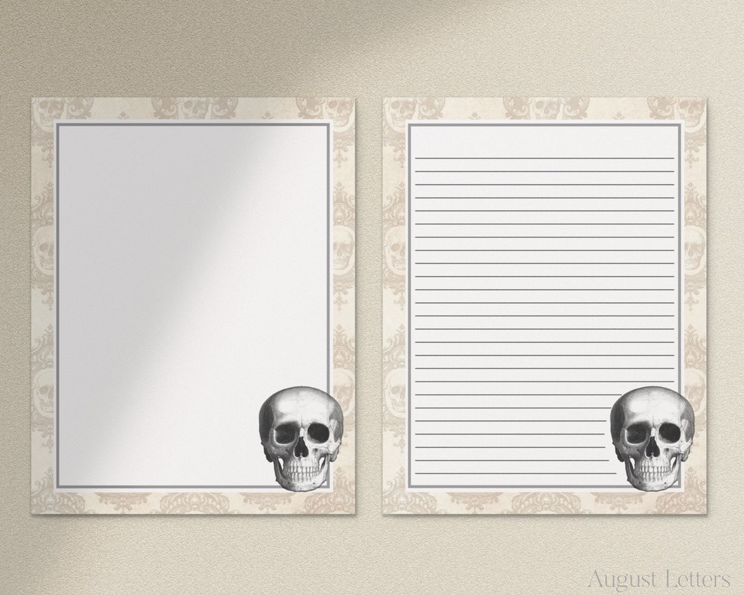 Ivory Skull , Halloween Printable Letter Writing Paper / A4, 8.5x11 ...