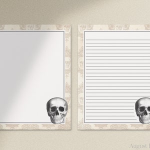 Ivory Skull , Halloween Printable Letter Writing Paper / A4, 8.5x11 ...