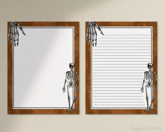 Damask Skeleton Halloween Printable Letter Writing Paper / | Etsy