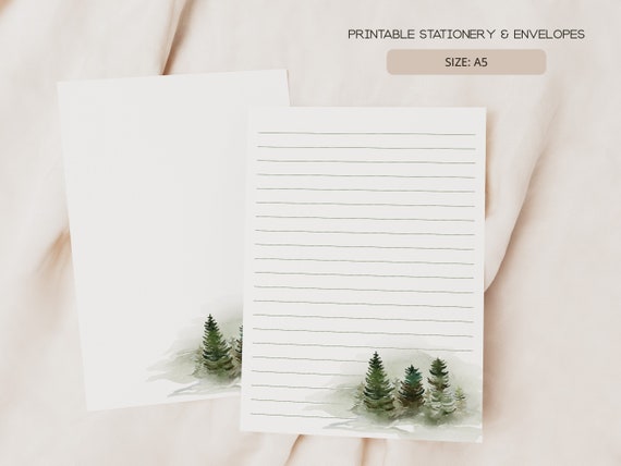 Forest Trees Printable Stationery & Envelopes A5 Lined - Etsy