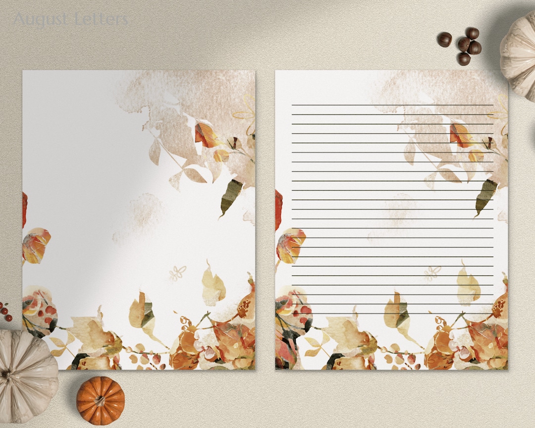 Autumn Leaves Printable Letter Writing Paper / A4, 8.5x11 / Lined ...