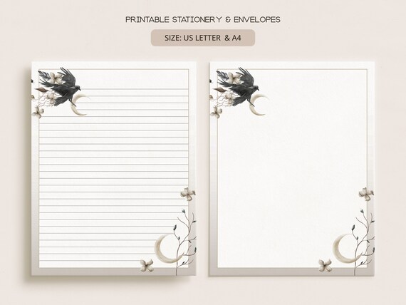 Printable Stationery Set With Envelopes Lined Unlined - Etsy
