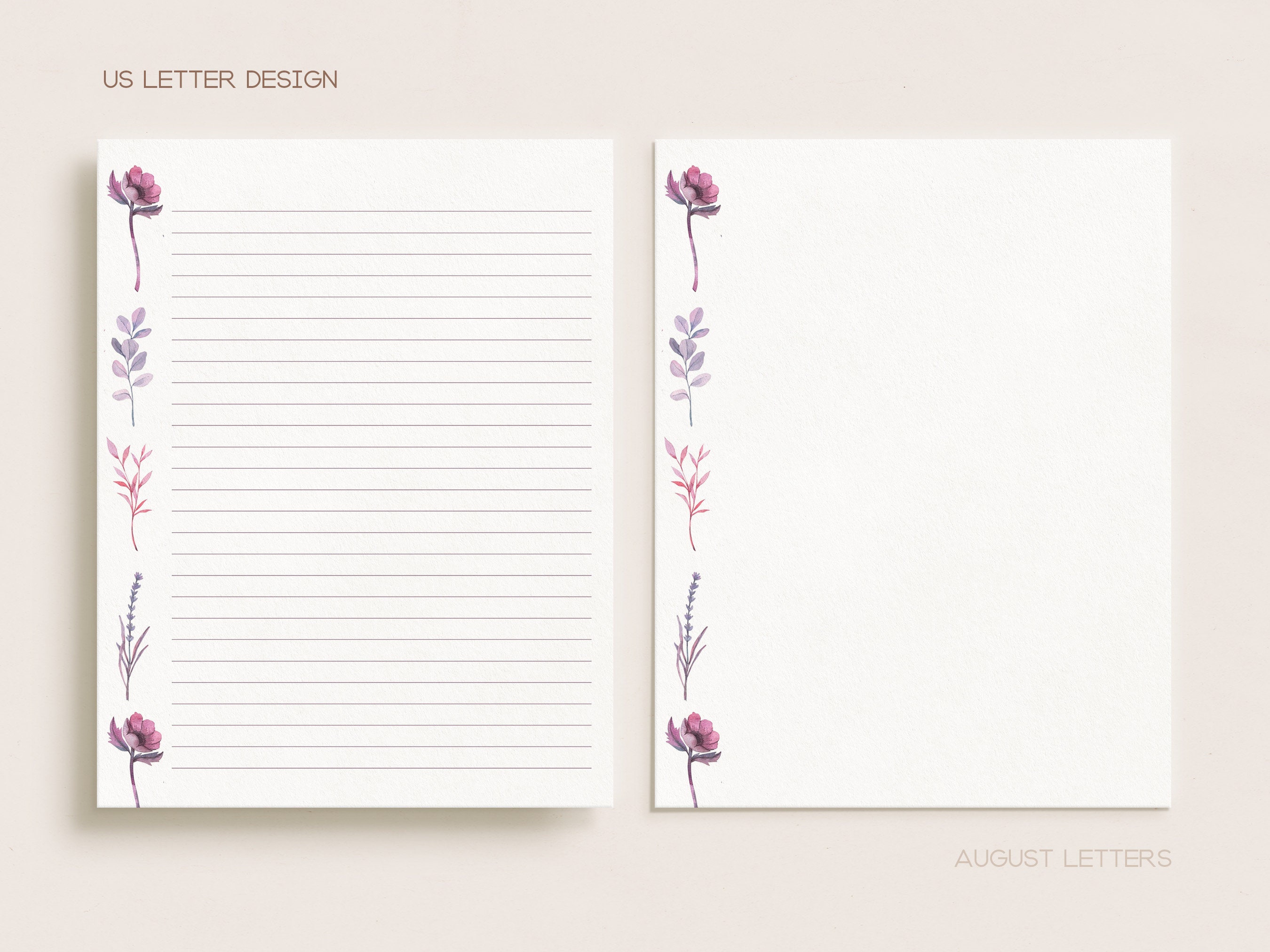 Printable Stationery Set With Envelopes Lined Unlined - Etsy