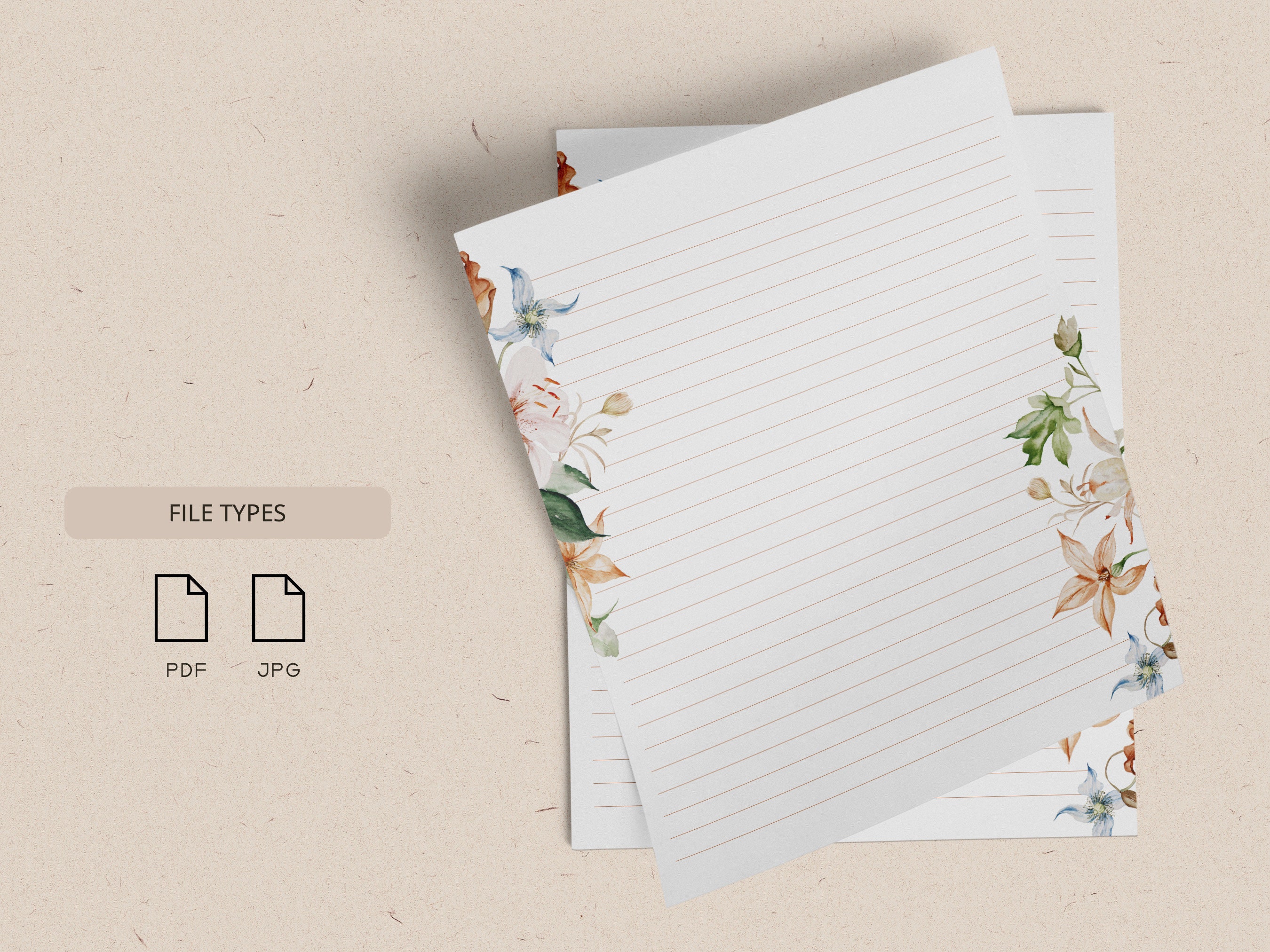 Printable Stationery Set With Envelopes Lined Unlined - Etsy
