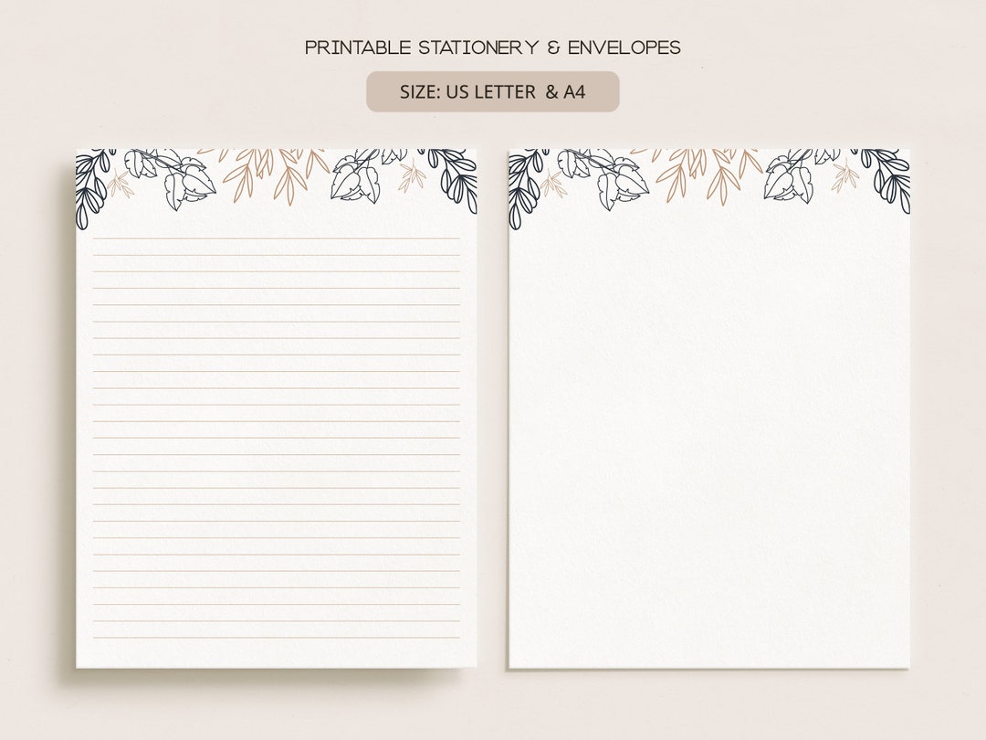 Printable Stationery Set With Envelopes Lined Unlined Digital Letter ...