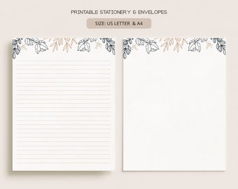 Printable Stationery Set With Envelopes Lined Unlined Digital Letter ...