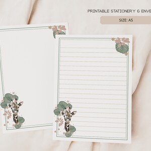 Jungle Giraffe | Printable Stationery & Envelopes | A5 | Lined, Unlined ...
