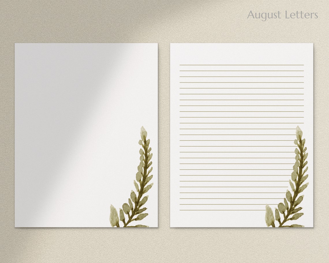 Forest Green Leaf-printable Letter Writing Paper / A4 8.5x11 | Etsy