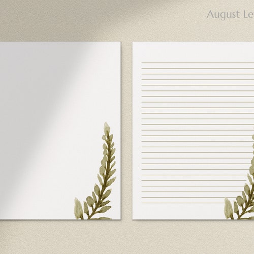 Forest Green Leaf-printable Letter Writing Paper / A4 8.5x11 - Etsy
