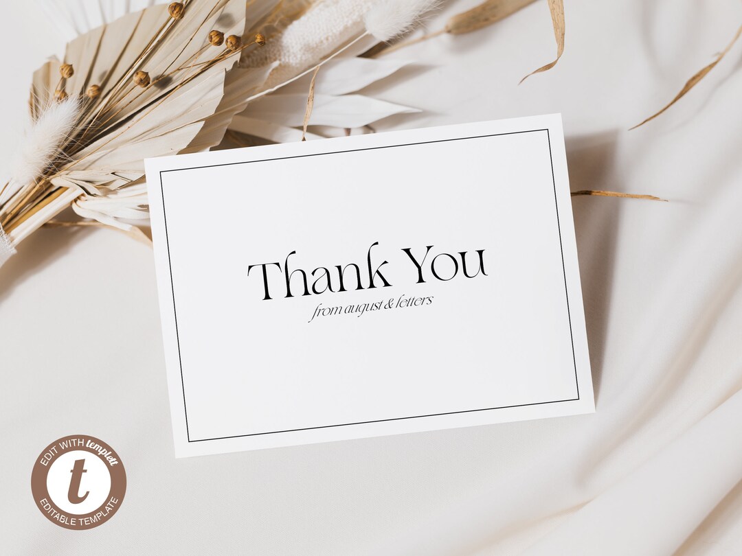 Modern Thank You Card | Printable Personalized Thank You Note Card ...