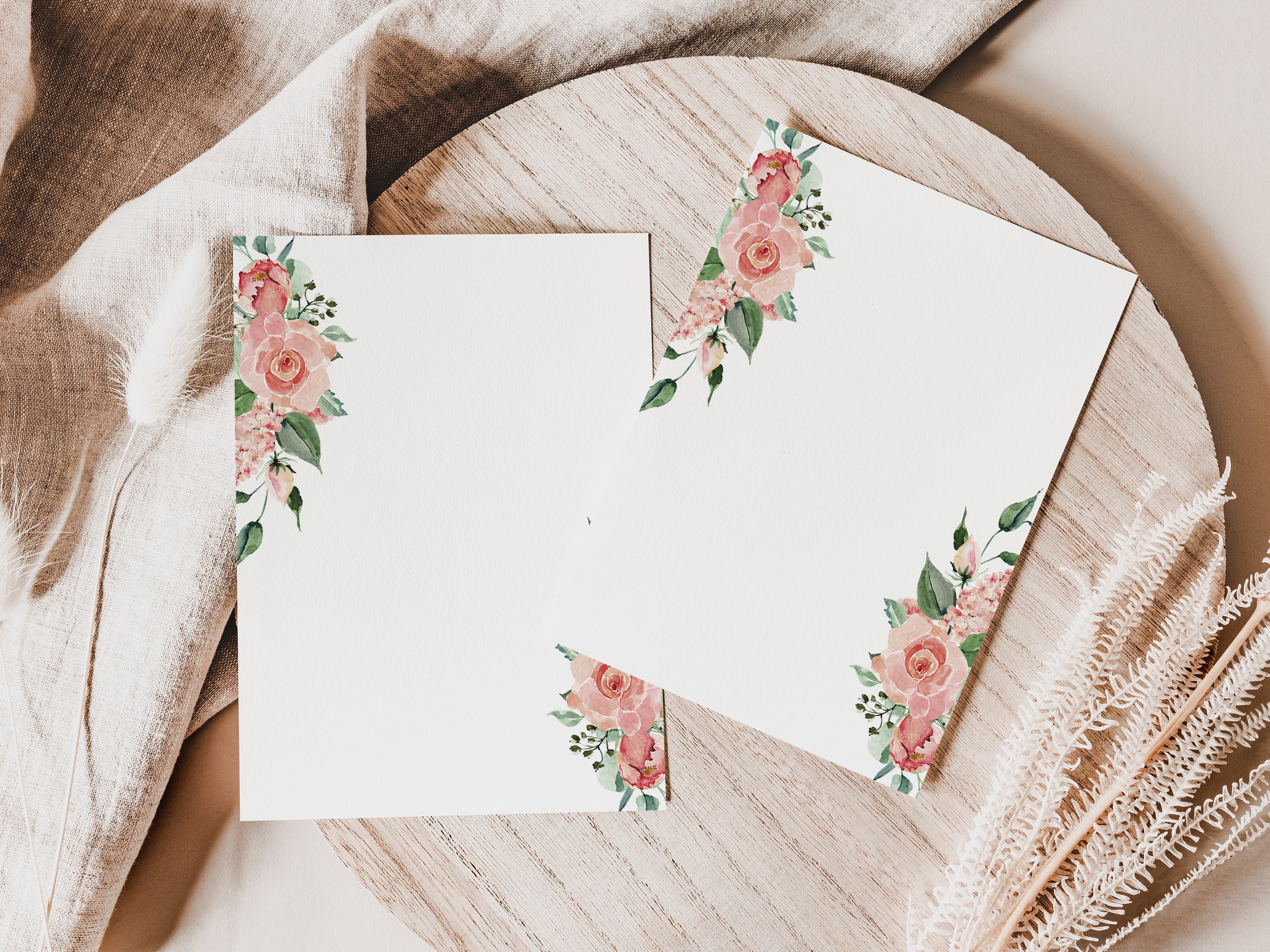 Pink Rose Florals Printable Stationery & Envelopes A5 - Etsy