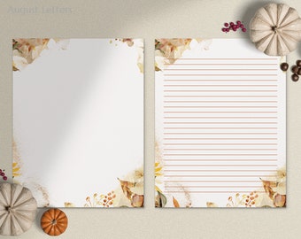 Fall Autumn Printable Stationery Paper / A4 A5 / Lined Unlined / Letter ...