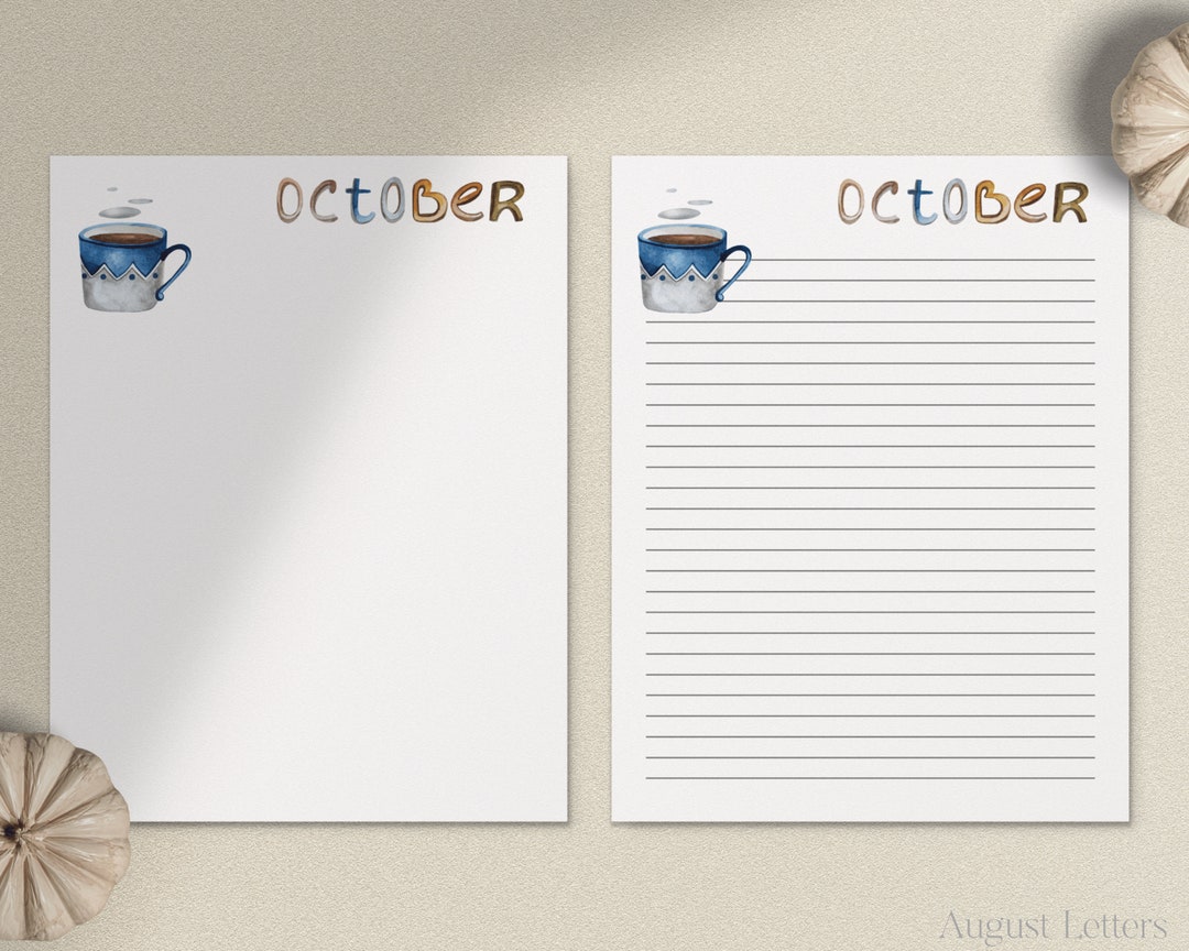 Cozy October, Printable Letter Writing Paper / A4, 8.5x11 / Lined ...