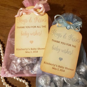 Hershey Kisses Baby Wishes Favors Bags, Tags, Boy, Girl, Hugs and ...