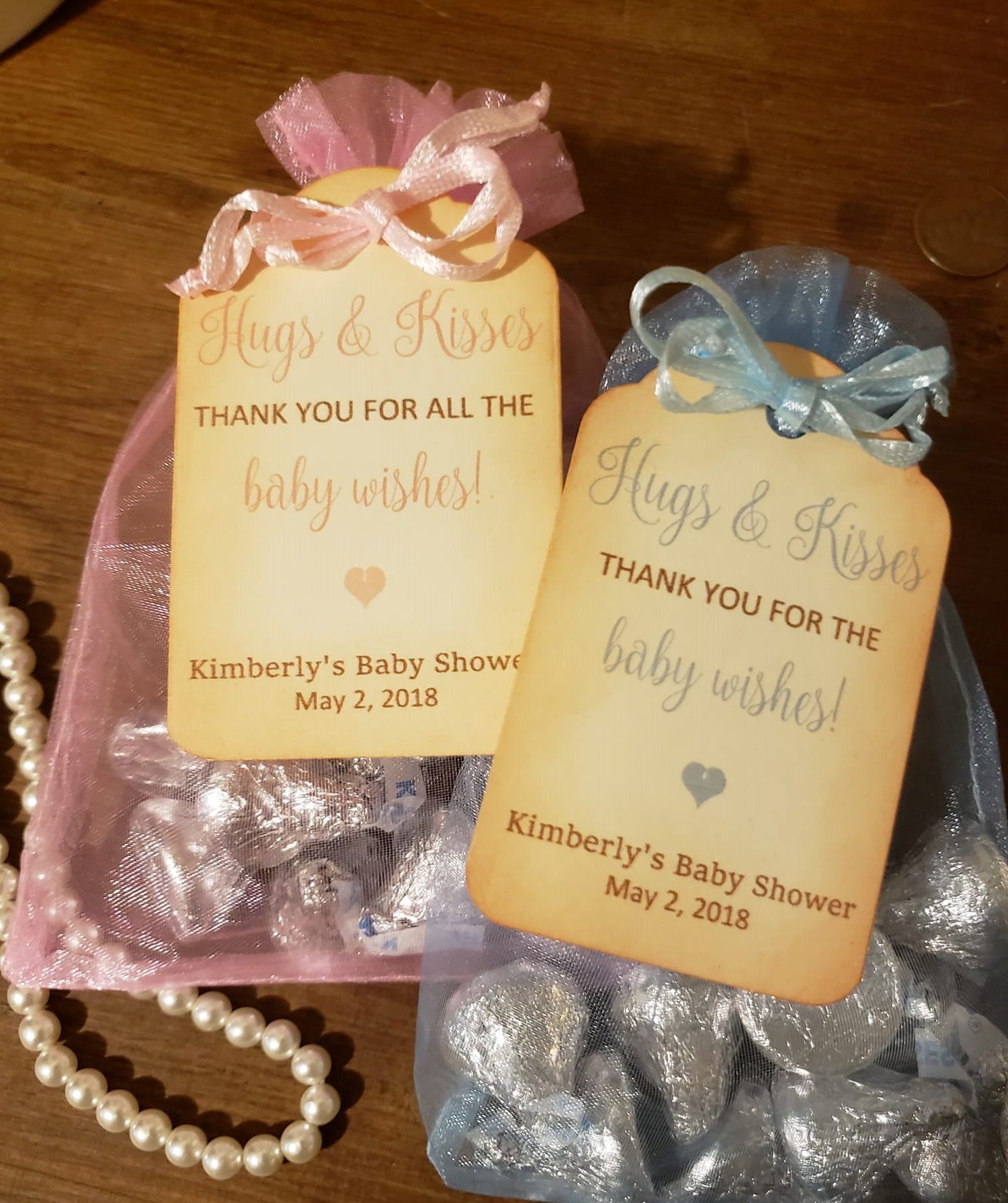 Hershey Kisses Baby Wishes Favors Bags, Tags, Boy, Girl, Hugs and ...