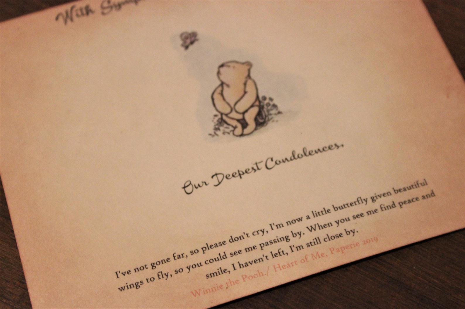 Winnie the Pooh Sympathy Cards Grief and Mourning Cards | Etsy