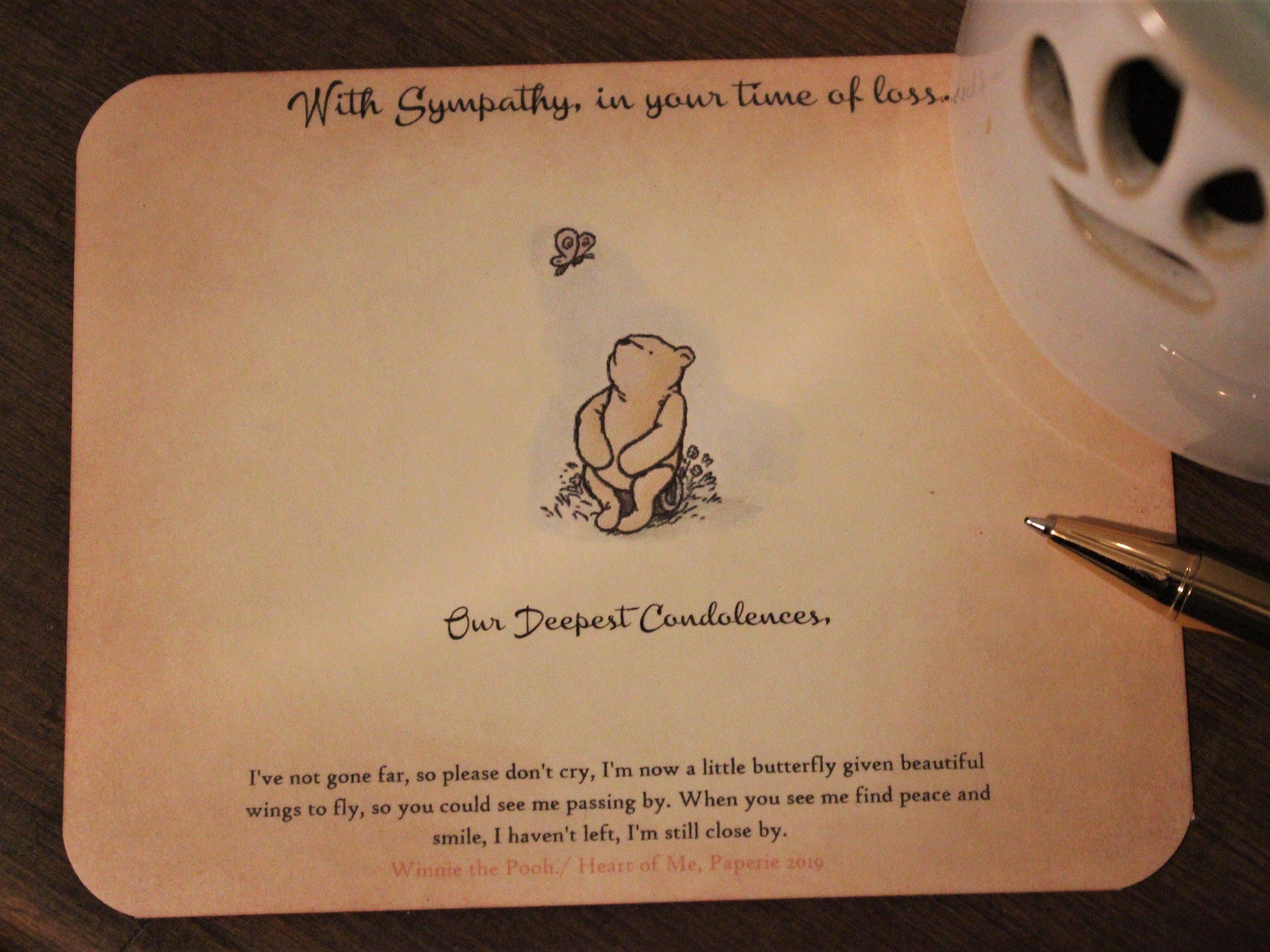 Winnie the Pooh Sympathy Cards Grief and Mourning Cards - Etsy UK
