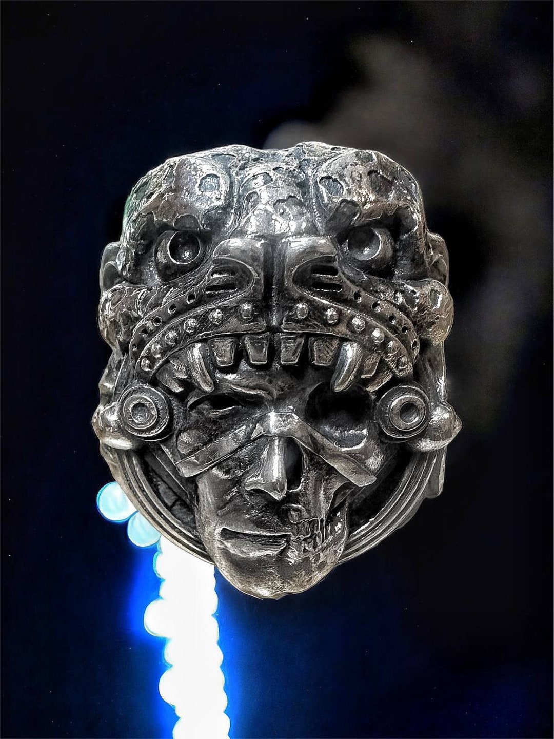 Tezcatlipoca Silver Skull Ring: Aztec Dragon Gothic Jewelry - Etsy