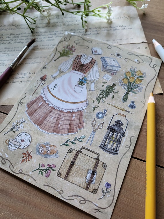 BOTANIST PAPER DOLL Outfit Art Girl Outfit Farmcore - Etsy