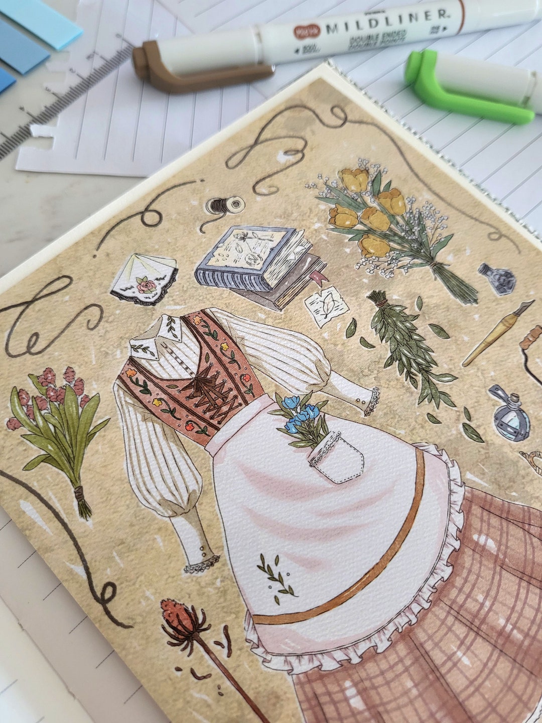 BOTANIST PAPER DOLL Outfit Art Girl Outfit Farmcore - Etsy