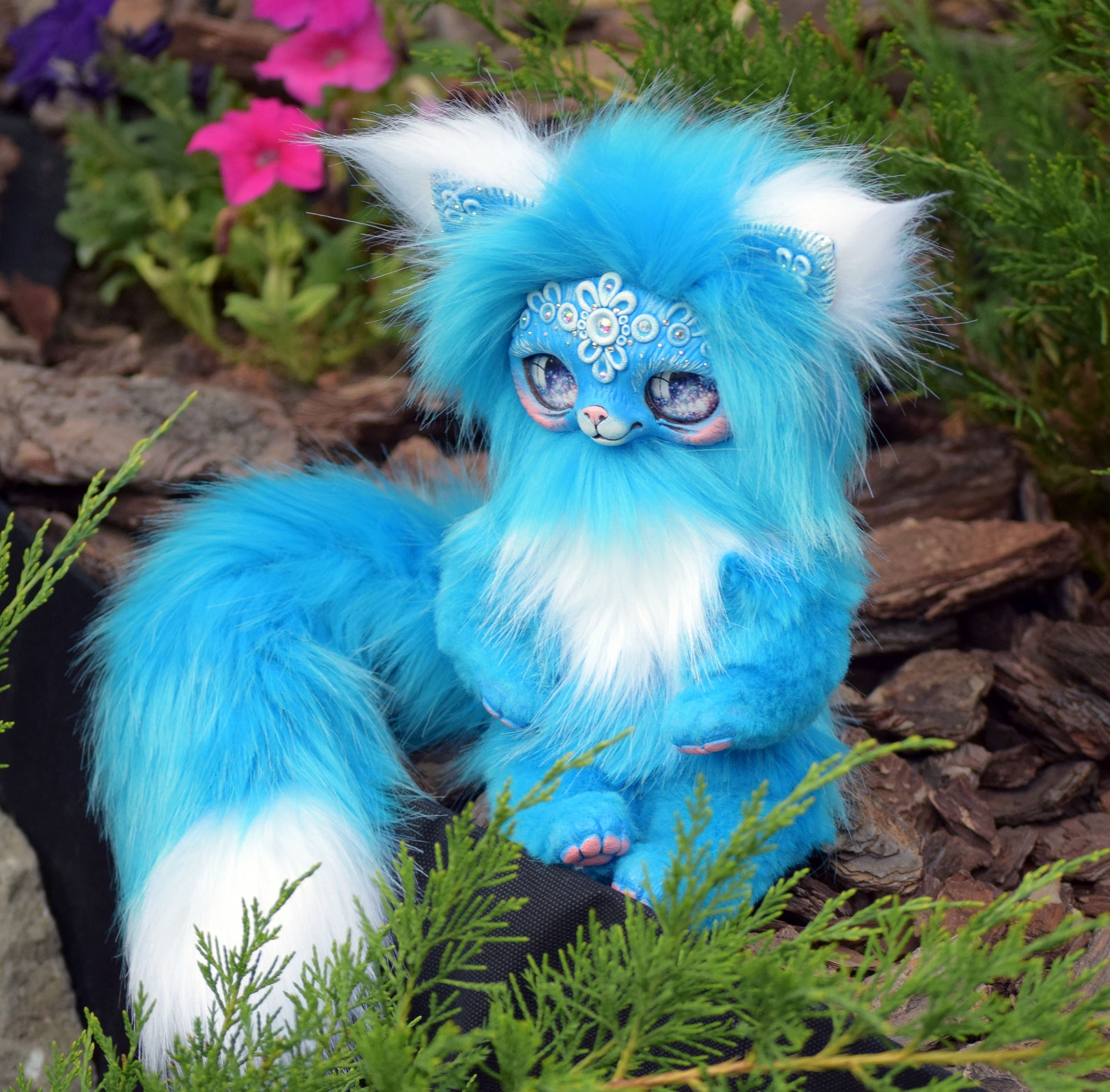 Blue Fantasy Cat Doll, OOAK Furry Kitten, Magic Animal - Etsy