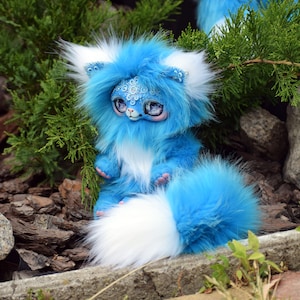 Blue Fantasy Cat Doll, OOAK Furry Kitten, Magic Animal - Etsy