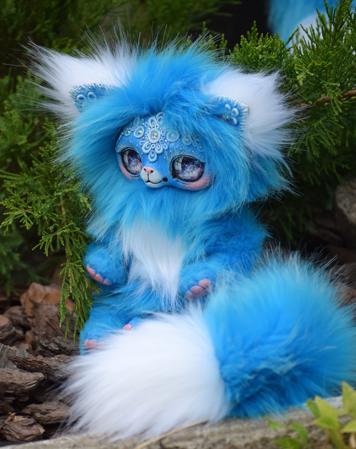 Blue Fantasy Cat Doll, OOAK Furry Kitten, Magic Animal - Etsy