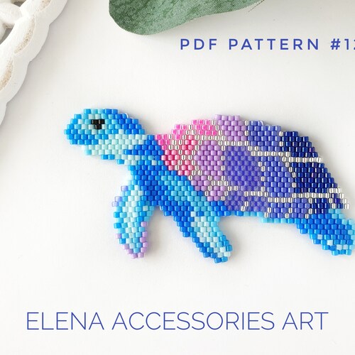 Sea Turtle 2 Peyote Bead Pattern Bracelet Cuff Bookmark | Etsy