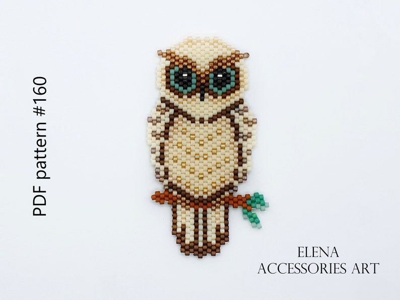 Owl brick stitch PDF pattern for miyuki delika 11/0 seed | Etsy