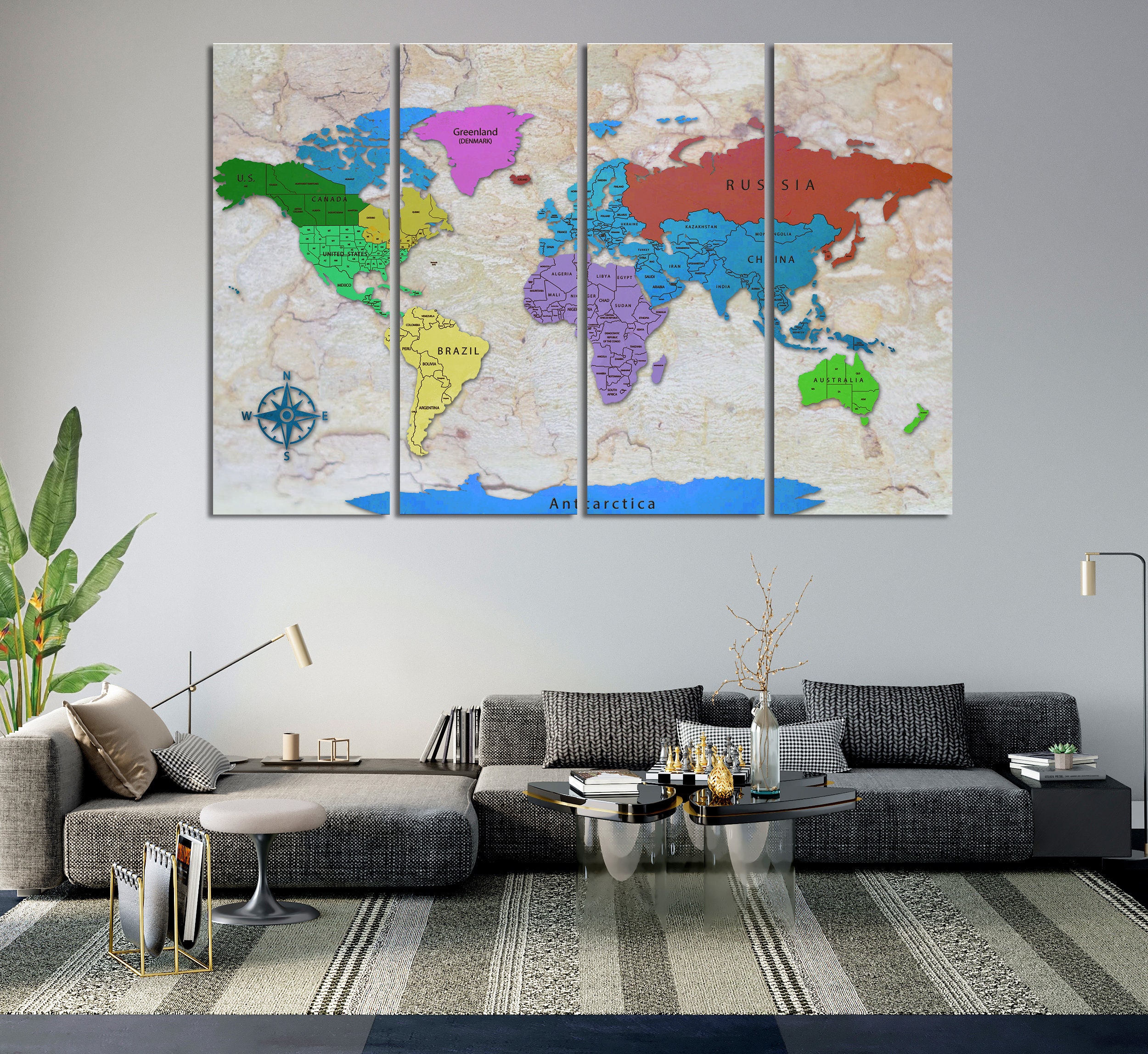 World Maps World Maps Canvas World Maps Wall Art World Maps - Etsy