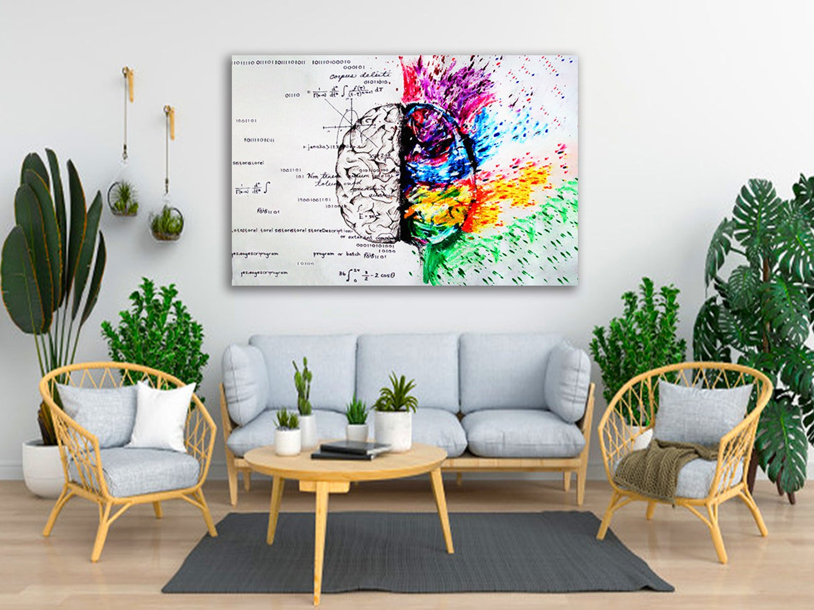 Brain Print Art Psychological Art Print Colorful Brain Canvas | Etsy