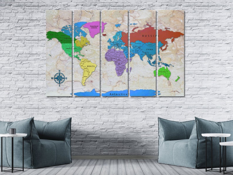 World Maps World Maps Canvas World Maps Wall Art World Maps Wall Decor ...