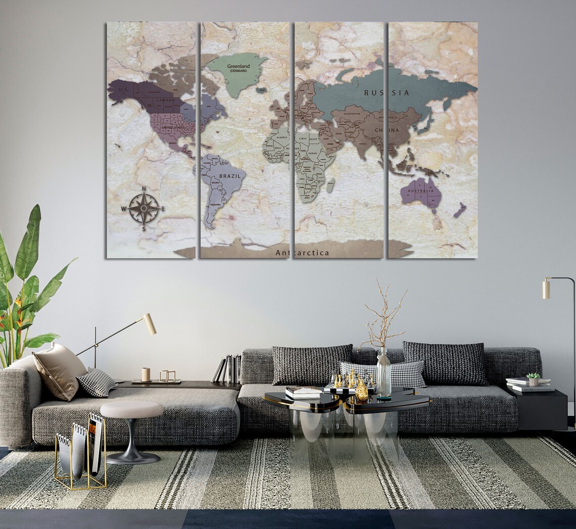 World Maps World Maps Canvas World Maps Wall Art World Maps - Etsy