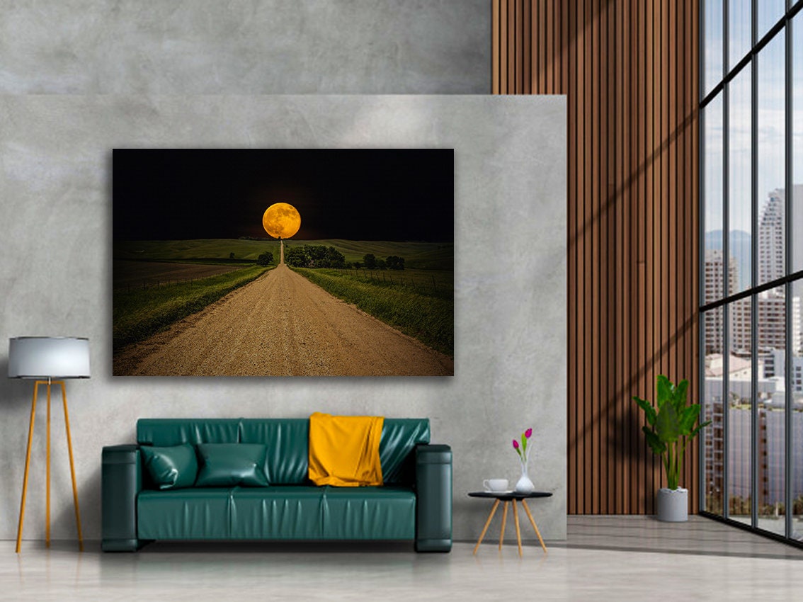 Moon Canvas Print Moon Painting Nature Poster Moon Canvas Wall Art ...