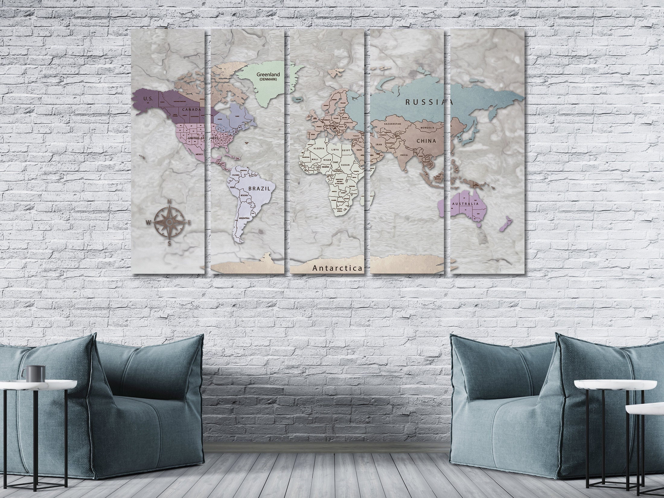 World Maps World Maps Canvas World Maps Wall Art World Maps Wall Decor ...