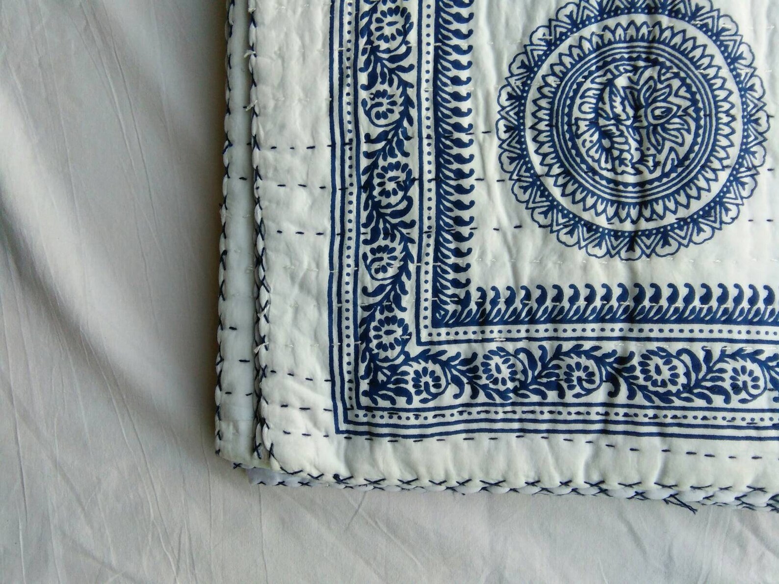 Decorative Buta Print Cotton Bedspread Indian Handmade Kantha - Etsy