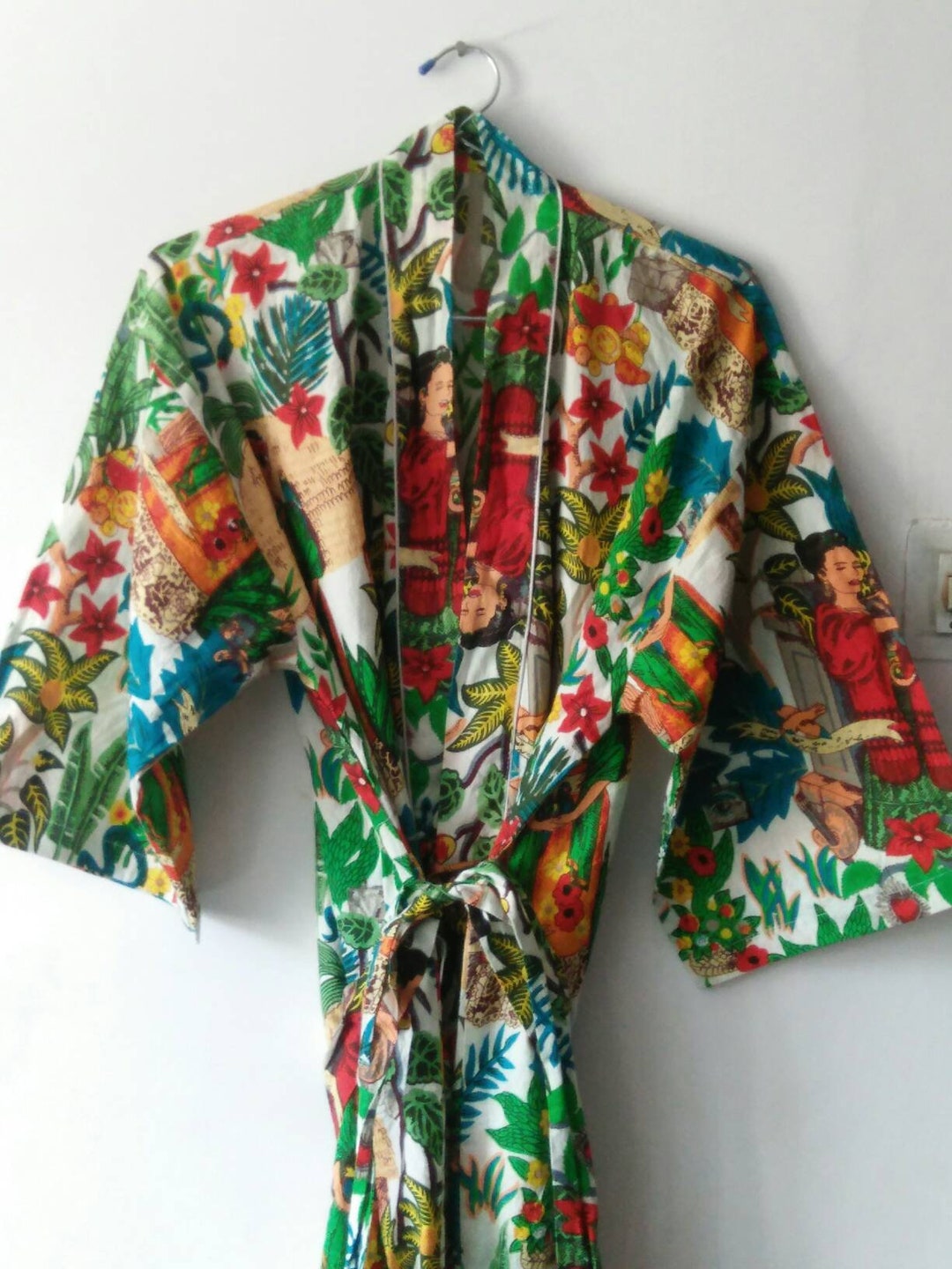 Block Print Kimono Hand Block Printed Kimono, Cotton Bathrobe,indian ...