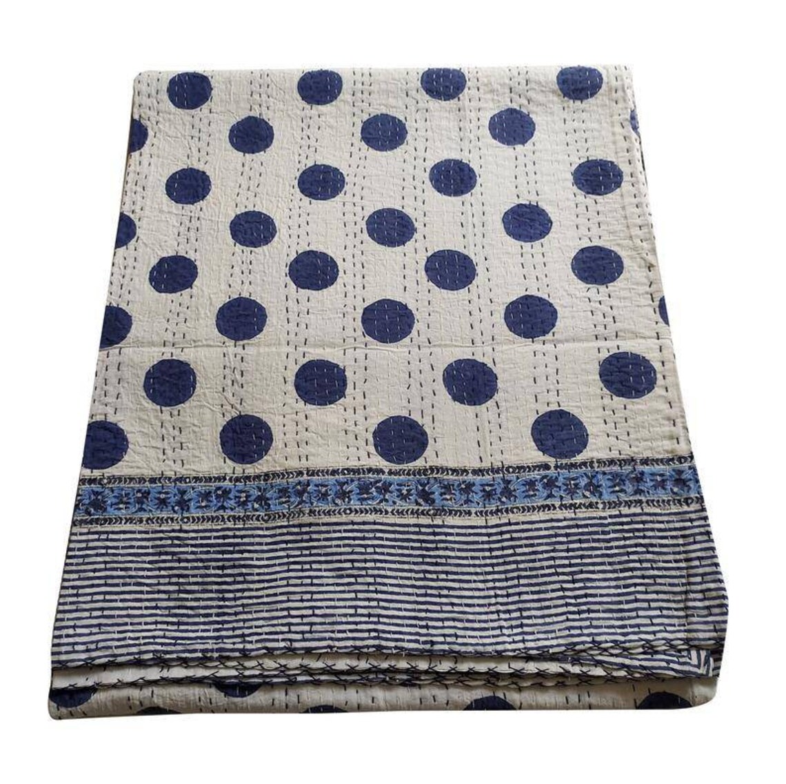 Polka Dot Indian Handmade Beautiful Floral Print Kantha Quilt - Etsy