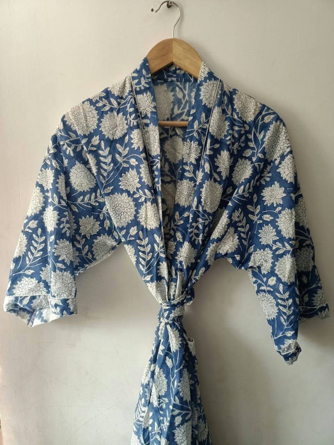 Indian Beautiful Summer Cotton Kimono Robe Long Beach Wear Bridsmen ...
