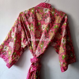 Beautiful Floral Print Indian Kimono Cotton Bath Robes Beach Wear ...