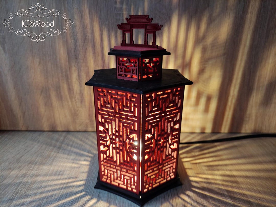 Wooden LED Lantern in Chinese Style Laser Cut Home Decor 2.1 - Etsy