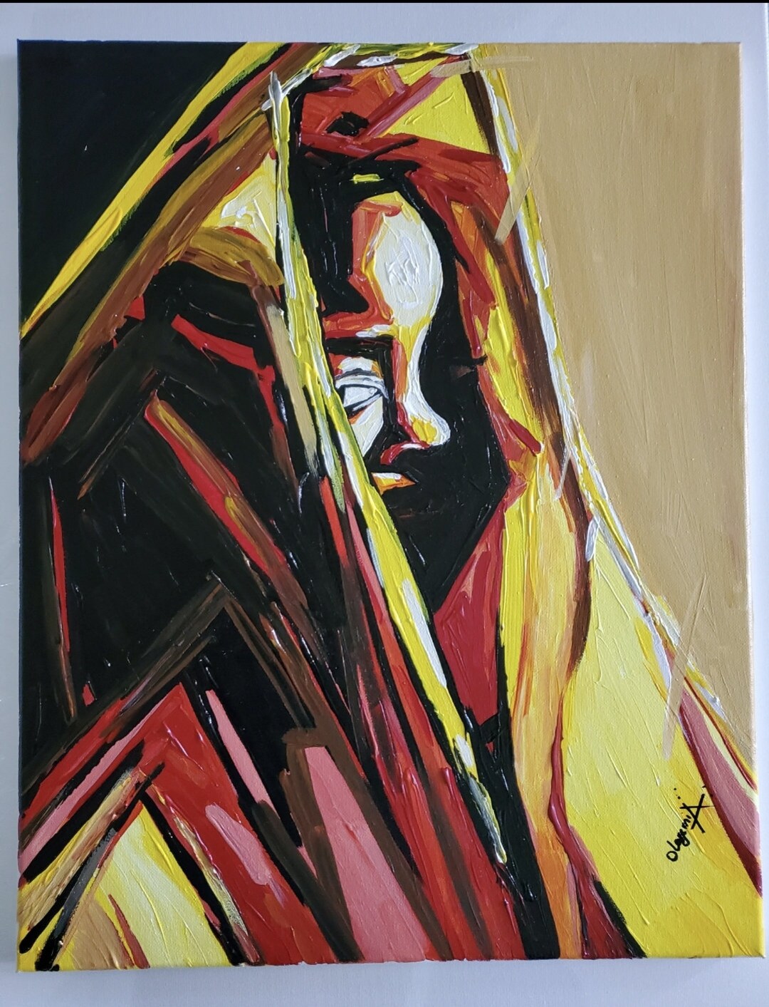 Man in Yellow Acrylic Painting Original on Canvas for Wall Decoration ...